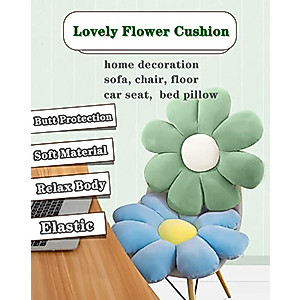 LRKOAYJGO Flower Pillow, Flower-Shaped Throw Pillow Butt Seating Cushion Flower Floor Pillow, Cute Decorative Plush Pillow for Chair Bed Sofa (Green, 14.9"