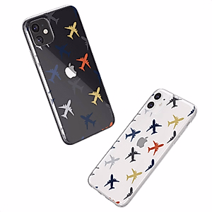 Mertak Clear Case Compatible with iPhone 15 14 13 Pro Max 12 Mini 11 SE Xr Xs 8 Plus 7 6s Cute Pilot Design Airplanes Trip Protective TPU Lightweight Travel Cover Slim Aviation Flexible Silicone