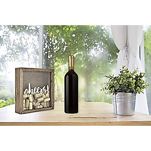 MCS 66959 Bar None Cheers Wine Cork Holder Shadowbox, 10"x10", Brown
