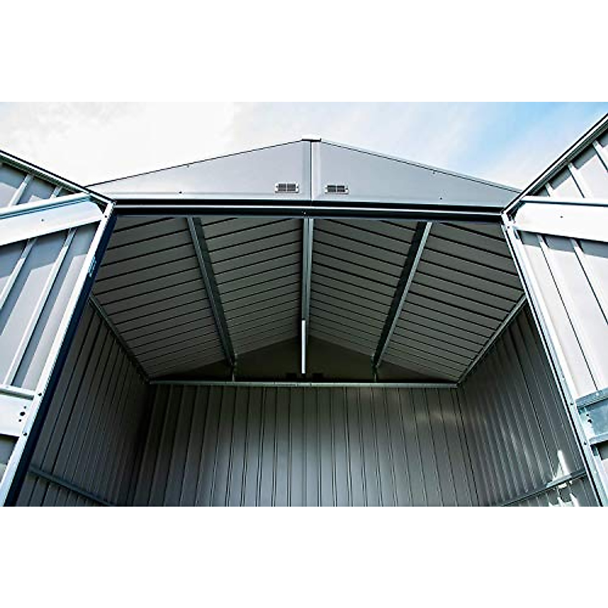 Arrow 8' x 6' Elite Steel Storage Shed with High Gable and Lockable Doors Storage Building - Anthracite