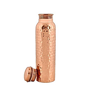 2activelife Unlined, Uncoated, and Lacquer-Free Hammered Pure Copper Water Bottle, 1000 ml, for Ayurvedic Health Benefits (33.81 Fl Oz)