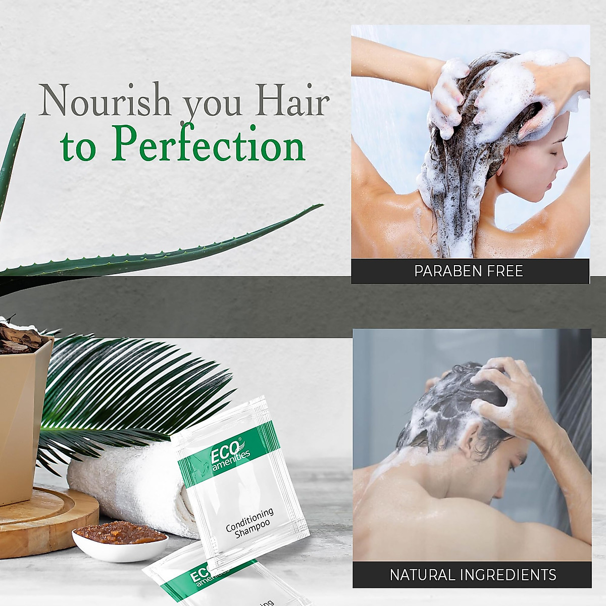 ECO Sachet Individually Wrapped Travel Toiletries, Bulk Mini Hotel Shampoo and Conditioner 2in1 10ml (100 pk)