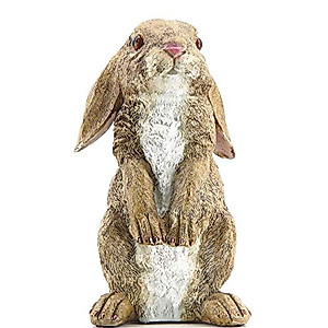 Bellaa Rabbit Statue Curious Cute Standing Bunny Outdoor Garden Patio Lawn Farmhouse Bunnies Figurine Rustic Sculpture 10 inch Home Decor Presents for Mom Gifts for Grandma