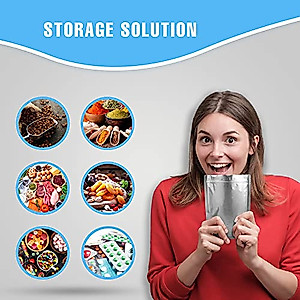 100Pack MTH Mylar Bag for Food Storage with 100 Oxygen Absorber & Labels, 5 Mil of Thickness Zipper Closure & Long Term Food Storage