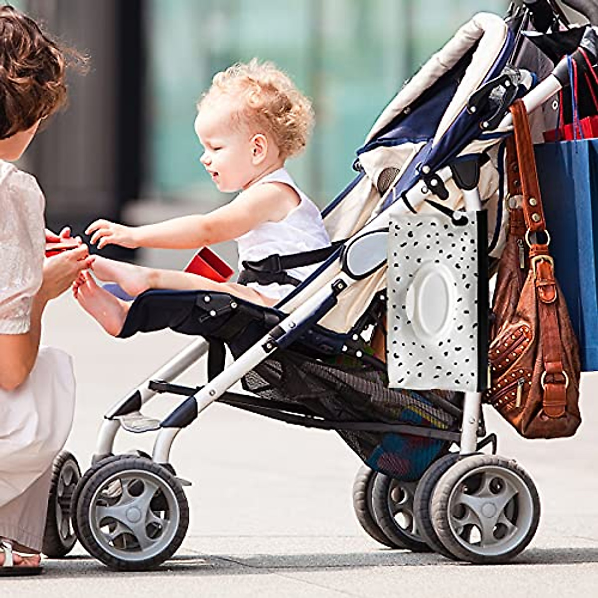 Fnydvis Baby Wipe Dispenser,Portable Wipe Bags,Refillable Baby Wipes Container, Wipe Holder,Reusable Travel Wet Wipe Pouch (4PACK)