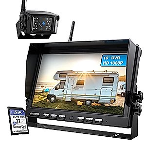 ZEROXCLUB 1080P Wireless Backup Camera System for RV Trailer Truck Camper,10 Inch DVR Monitor w/Recording IR Night Vision Digital Wireless Rear View Camera Adapter for Furrion Pre-Wired RVs,BW101SL