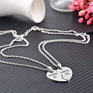 MJartoria Best Friend Necklaces BFF Necklace for 2 Friendship Valentines Day Gifts Split Heart Necklace Weirdo 1 Weirdo 2 Best Friends Forever Pendant Set