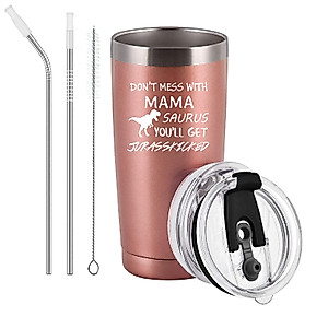 GINGPROUS Gifts for Mom From Daughter Son, Christmas Mothers Day Birthday Gifts for Mom New Mom Pregnant Mom Wife Her, 20 Oz Stainless Steel Insulated Travel Tumbler with 2 Lids and Straws, Rose Gold
