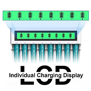 Deleepow Rechargeable AAA Batteries Ni-MH 1100mAh Triple A Batteries 8 Pack with AA AAA Individual Rechargeable Battery Charger 8-Bay