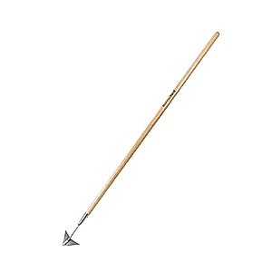 Berry&Bird Triangle Hoe, 60.2'' Winged Weeder Hoe with Long Wood Handle, Gardener Stainless Steel Warren Hoe, Garden Weeder Hoe Tool for Gardening Weeding Digging Soil Loosening Edging & Cultivating