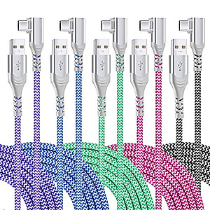USB C Cable [5-Pack 10ft],Pofesun Right Angle USB Type C Cable Braided USB C Fast Charger Cable Charging Cord Compatible Samsung Galaxy S22+Ultra S21 S20 S10 S9 S8 Plus Note 20 10 9 8,Moto G7 G8