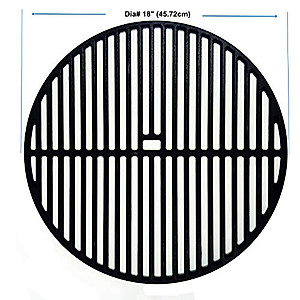 BBQSTAR 18-inch Round Matte Cast-Iron Grill Cooking Grate for Large Big Green Egg, Kamado Joe Classic Joe And Other 18-Inch Kamado Charcoal Grills