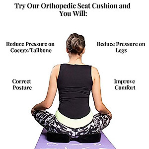 WYKDA Memory Foam Seat Cushion Relieve Back Sciatica Coccyx and Tailbone Pain Coccyx Cushion Non Slip Portable Ergonomic Chair Pad for Car Truck Home Office Wheelchair,Black,45357cm