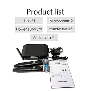 G-MARK Wireless Microphone, GLXD4 Professional Karaoke Microphone Dual UHF Cordless Dynamic Mic System, Frequency Adjustable for Meeting, Party, Church, DJ, Wedding, Home KTV Set, 200ft