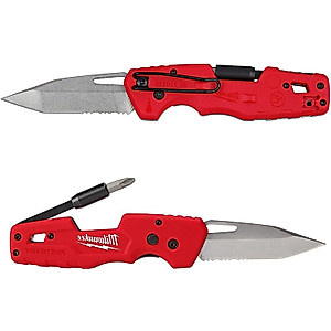 Milwaukee FASTBACK Folding Utility Knife w/Blade Multifunctionality, Red-black