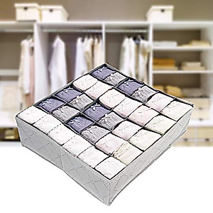 SALUTUYA Sock Drawer Organizer Divider, Underwear Organizer Durable 30 Grids Soft Foldable for Storing Underwear Bra for Bedroom