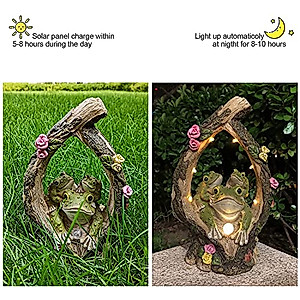 Garden Statue, Room Decor,Three Frogs Outdoor Decor, Solar Garden Sculpture Light with 7 LEDs for Patio, Lawn, Yard and Gardening Gifts