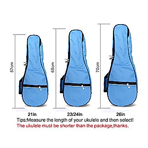 HOT SEAL Waterproof Durable Colorful Ukulele Cotton Case Bag with Storage (21in, light blue)