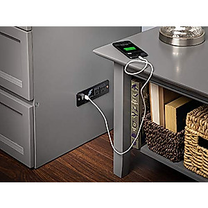 AFI Deerfield Murphy Bed Chest with Charging Station, Queen, Grey