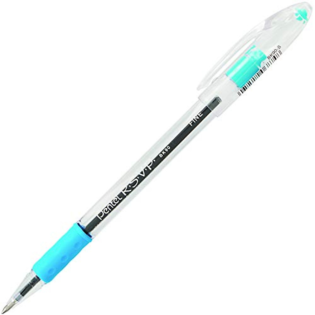 Pentel R.S.V.P. Ballpoint Pen, 0.7mm Fine Tip, Sky Blue Ink, Box of 12 (BK90-S)