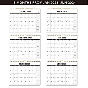 Calendar 2023-2024 - Wall Calendar 2023-2024 with To Do & Notes, 18 Months Wall Calendar from Jan 2023 - Jun 2024,15”x 11.5”, Daily Blocks with Julian Dates, Golden Twin-Wire Binding, Thick Paper Perfect for Organizing & Planning