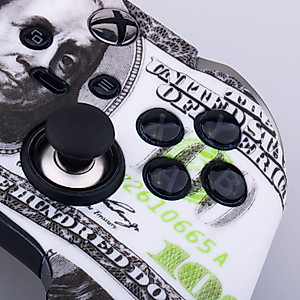 9CDeer 1 x Protective Customize Transfer Print Silicone Cover Skin US Dollars + 6 Thumb Grips Analog Caps for Xbox Elite Wireless Controller Compatible with Official Stereo Headset Adapter