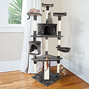 79in Cat Tree Tower for Indoor Cats Multi-Level Cat Furniture Condo Kitten Kitty Pet House with Scratching Posts, Plush Perch, Condo and Hammock