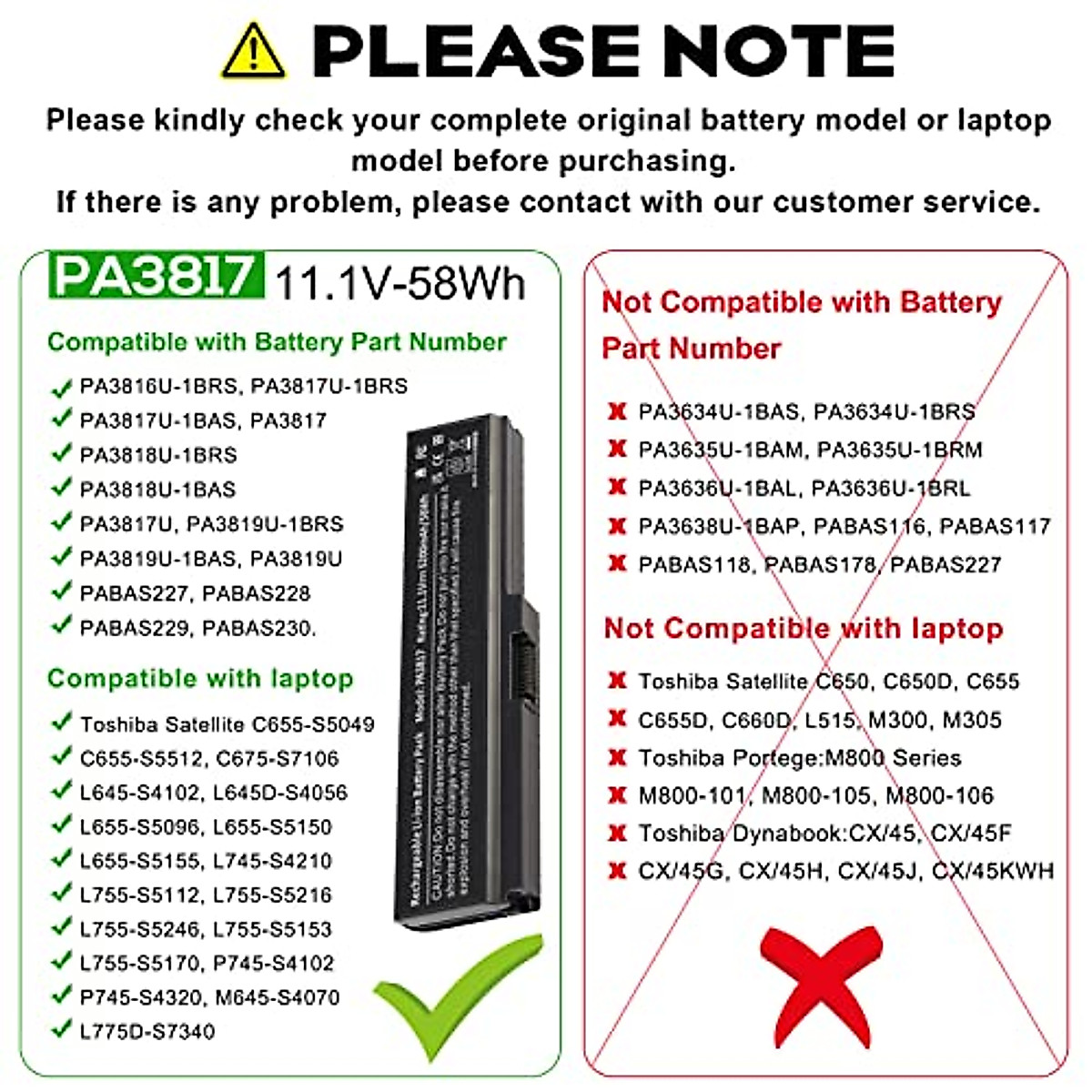 Laptop Battery PA3817U-1BRS PA3818U-1BRS PA3819U-1BRS for Toshiba Satellite C655 C675 C675D L645 L645D L655 L655D L675 L675D L745 L755 L755D P745 P755 P775 M645 A660 A655 PA3817U Series Battery