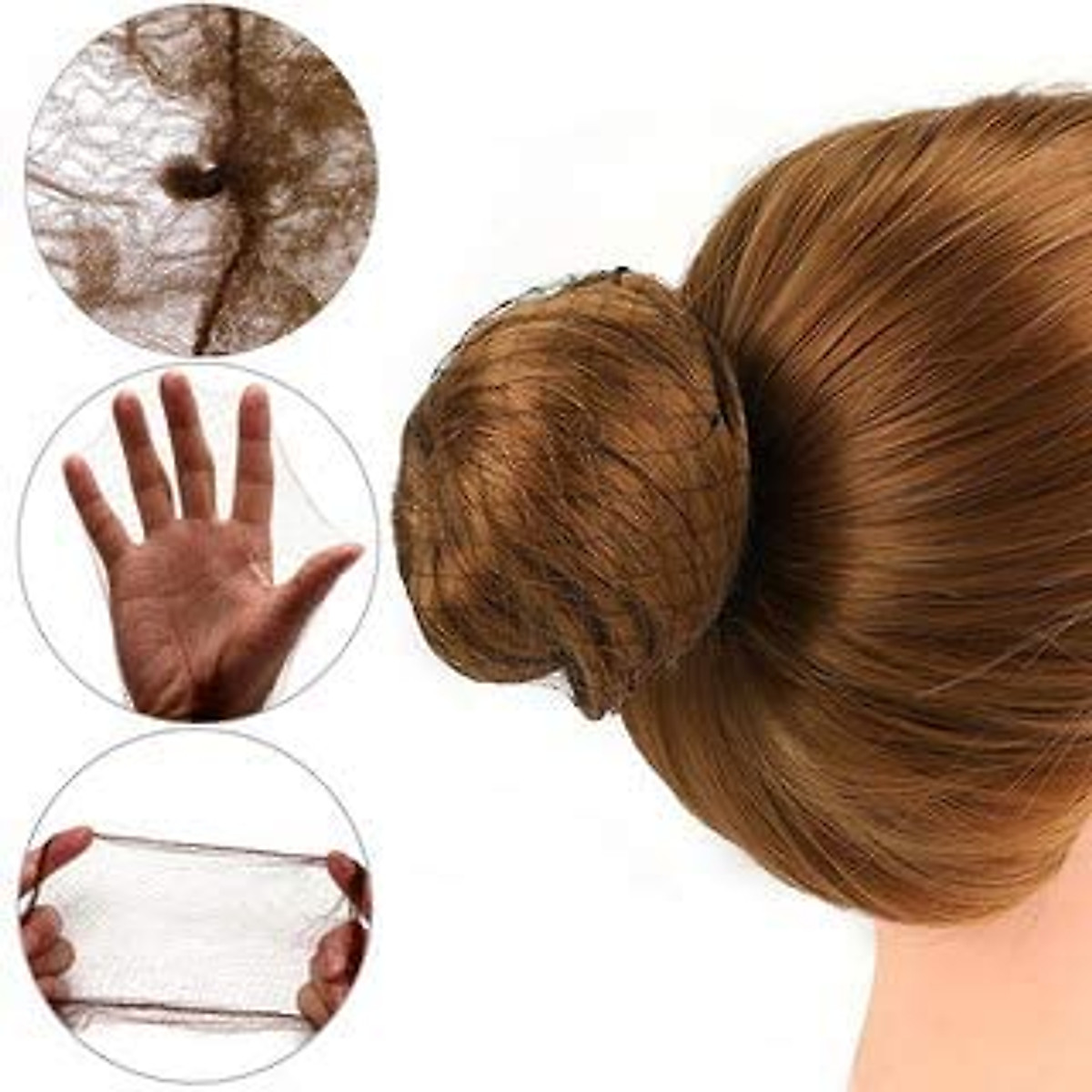 30Pcs Elastic Edge Mesh Invisible Hair Nets Hair Bun Holder for Ballet Dance (Blonde)