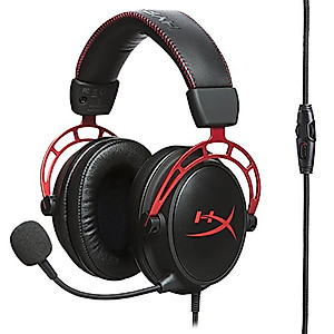HyperX Cloud Alpha - Gaming Headset, Dual Chamber Drivers, Legendary Comfort, Aluminum Frame, Detachable Microphone, Works on PC, PS4, PS5, Xbox One/ Series X|S, Nintendo Switch and Mobile – Red