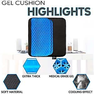 At Your Comfort Gel Seat Cushion for Long Sitting – Ideal for Car Seat, Office Chair, Wheelchair – Seat Cushion for Tailbone Pain Relief, Sciatica Seat – Comfortable, Breathable, Relieves Discomfort