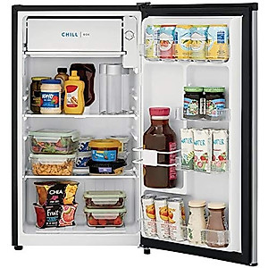 FFPE3322UM 19" Compact Refrigerator with 3.3 cu. ft. Total Capacity Adjustable Glass Shelves Reversible Door and Chill Zone in Silver Mist