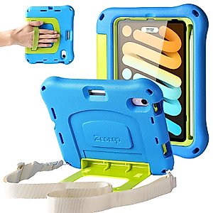 ZtotopCases Kids Case for New iPad Mini 6 2021(6th Generation), Built-in Screen Protector and Shoulder Strap, Shockproof Lightweight, Cover with iPad Pencil Holder for iPad Mini 6th Gen 8.3 Inch, Blue