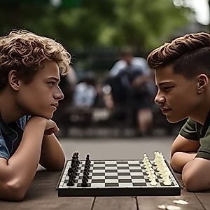 Funllecrion Chess Board Set, 15' Travel Magnetic Chess Sets, Portable Chess Boards for Adults, Kids and Beginner(with 2 Extra Queens, Instrutions and Storage Pockets)