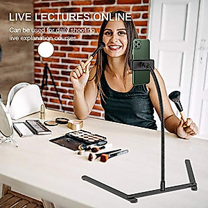 Adjustable Gooseneck Cellphone Holder,Overhead Phone Mount,Table Top Teaching Online Stand for Live Streaming and Online Video and Food Crafting Demo Drawing Sketching Recording