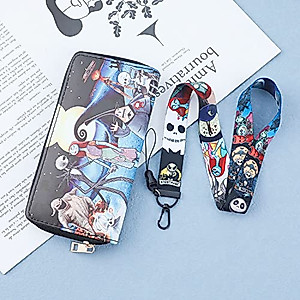 G-Ahora Nightmare Before Christmas Leather Wallet Jack Skellington All Over Print Faux Leather Wallet (WC Jack Skellington D)