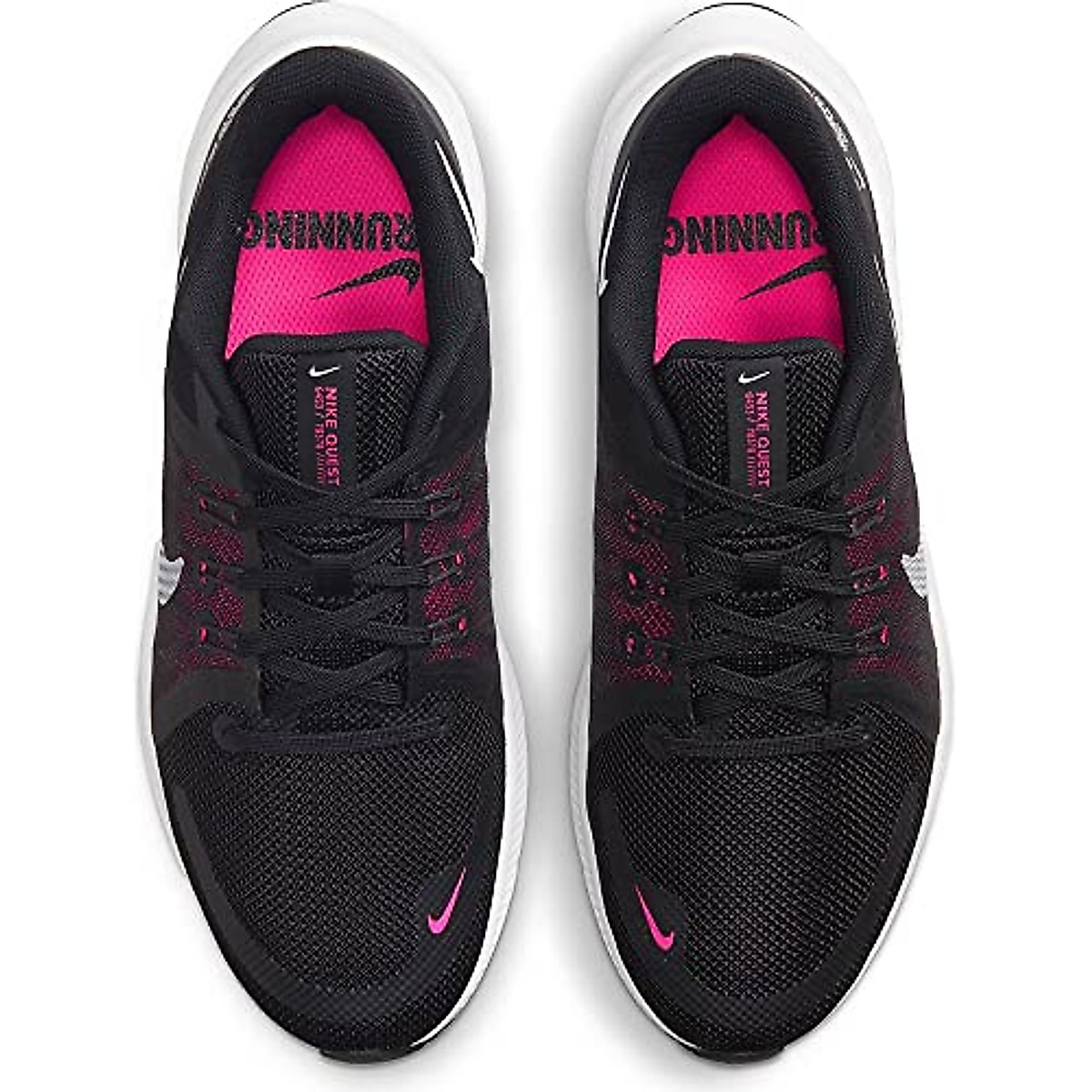 Nike Womens Quest 4 Running Shoes, Black/White-Hyper Pink, 8 M US