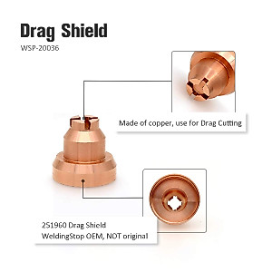 WeldingStop 12 Pieces Plasma Cutting XT40 XT40R Torch Consumables Electrode 249926 Nozzle 40A 249928 Tip 251960 Drag Shield for Miller Consumables