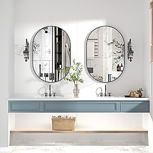 CASSILANDO Oval Mirror, 20"×30" Oval Bathroom Mirror, Metal Frame Mirror, Hang Horizontally or Vertically Unique Wall Mounted Mirror, Black Vanity Mirror for Living Room, Bathroom, Bedroom, Entryway