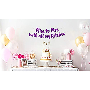 Miss to Mrs Classy & Sassy Bachelorette Purple Glitter Banner - Bachelorette Party Decorations, Favors and Supplies