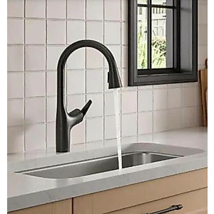 Kohler Safia 1-Handle Pull Down Sprayer Kitchen Faucet with Integrated Soap Dispenser in Matte Black