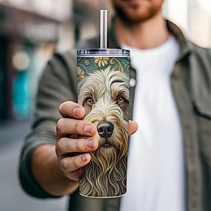 Spinone Italiano Dog Art Nouveau Skinny Tumbler 20oz with Straw Insulated Water Bottle Gift