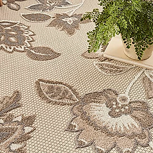 Nourison Aloha Indoor/Outdoor Beige 3'6" x 5'6" Area -Rug, Easy -Cleaning, Non Shedding, Bed Room, Living Room, Dining Room, Deck, Backyard, Patio, High Traffic (4x6)