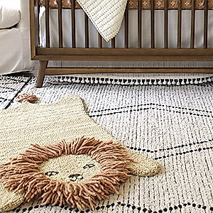 Crane Baby Safari Nursery and Toddler Room Décor, Wool Floor Rug for Boys and Girls, Lion Shape, 23" x 36"