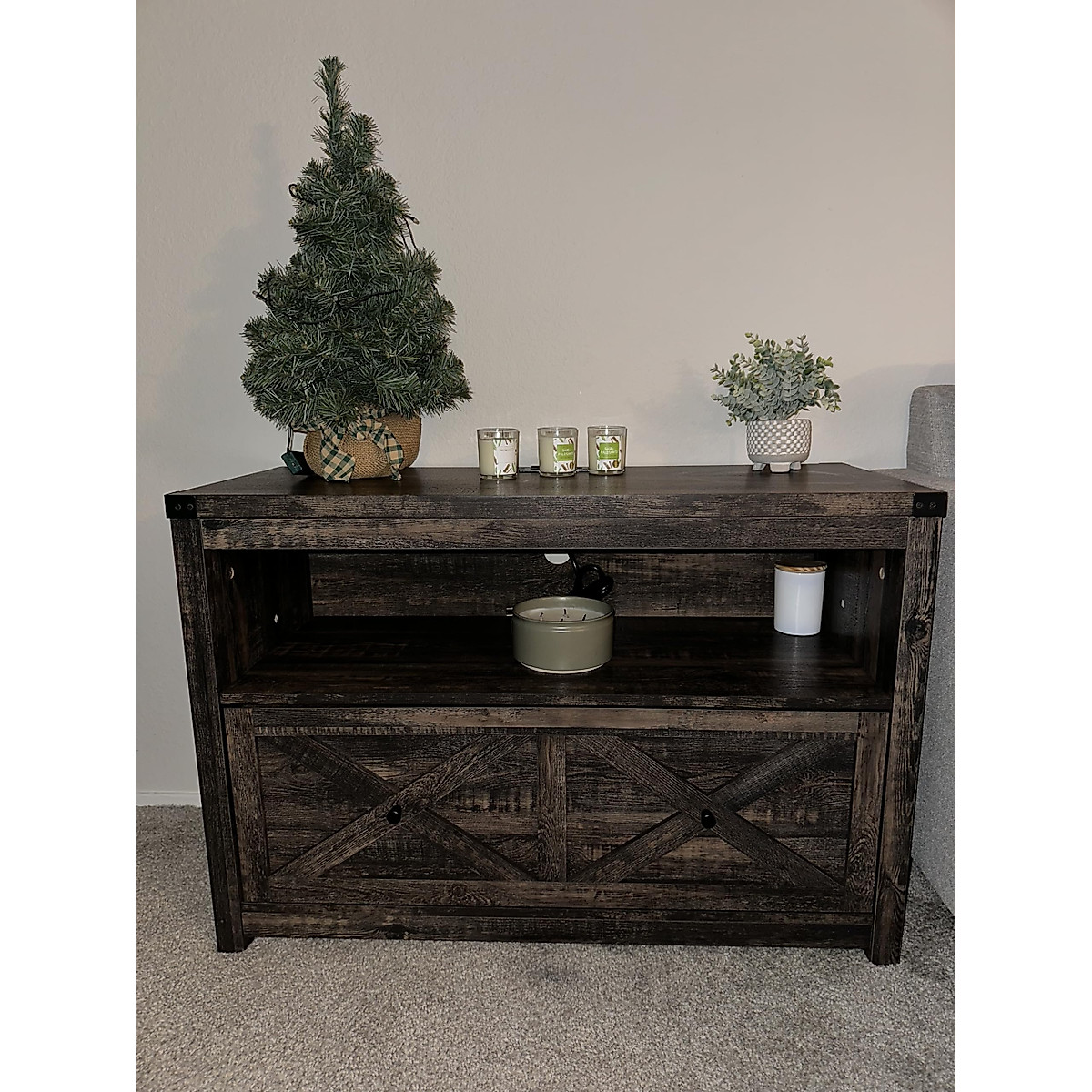 YITAHOME Wood File Cabinet with Charging Station, Drawer Filing Cabinet Cart, Farmhouse Nightstand Printer Stand for Home Office, Bedroom, Living Room, Entryway, Dark Rustic Oak