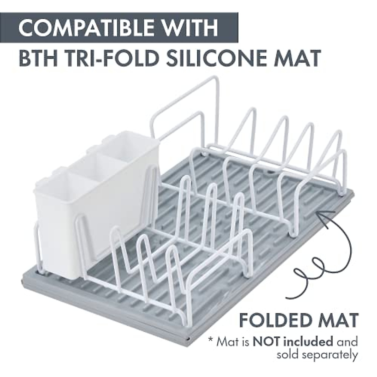 Better Things Home BTH Dish Racks Set - 2 Dish Racks & 1 Removable Cutlery Holder - Compatible with BTH Tri-fold Silicone Drying Mat
