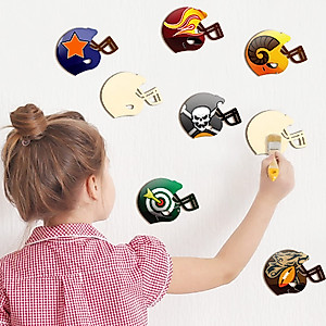 Yookeer Wood Football Crafts Unfinished Football Hockey Helmet Wood Cutout Helmet for Painting DIY Crafts Door Hanger Sports Themed Party Home Decoration(32 Piece)