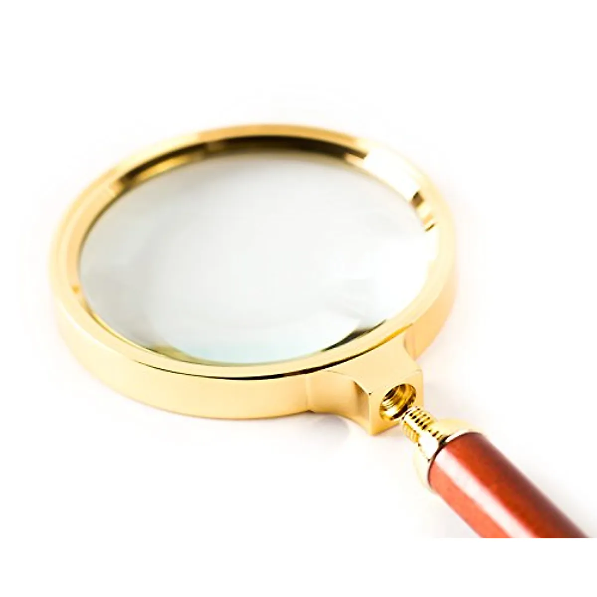 BASUNE 10X Handheld Magnifier, Reading Magnifier Loupe Glasses 10X with Rosewood Handle for Book and Newspaper Reading, Insect and Hobby Observation, Classroom Science (Clear, Plastic Frame)