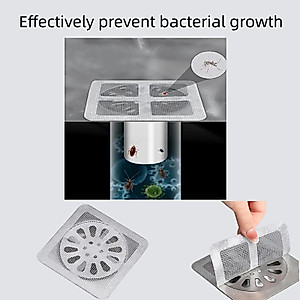 4" X 4"Disposable Floor Drain Sticker Shower Drain Hair Catcher Shower Drain Cover Hair Catcher Mesh Stickers for Bathroom Washbasin Bathtub Kitchen Sink for Human and Pet Hair (50PCS)