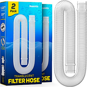 Replacement Hose For Above Ground Pools [Set of 4] 1.25" Diameter, 59" Long Accessory Pool Pump Replacement Hose - Filter Pump Hose Compatible with Intex Pump Models #607/#637. Includes 4 Metal Clamps